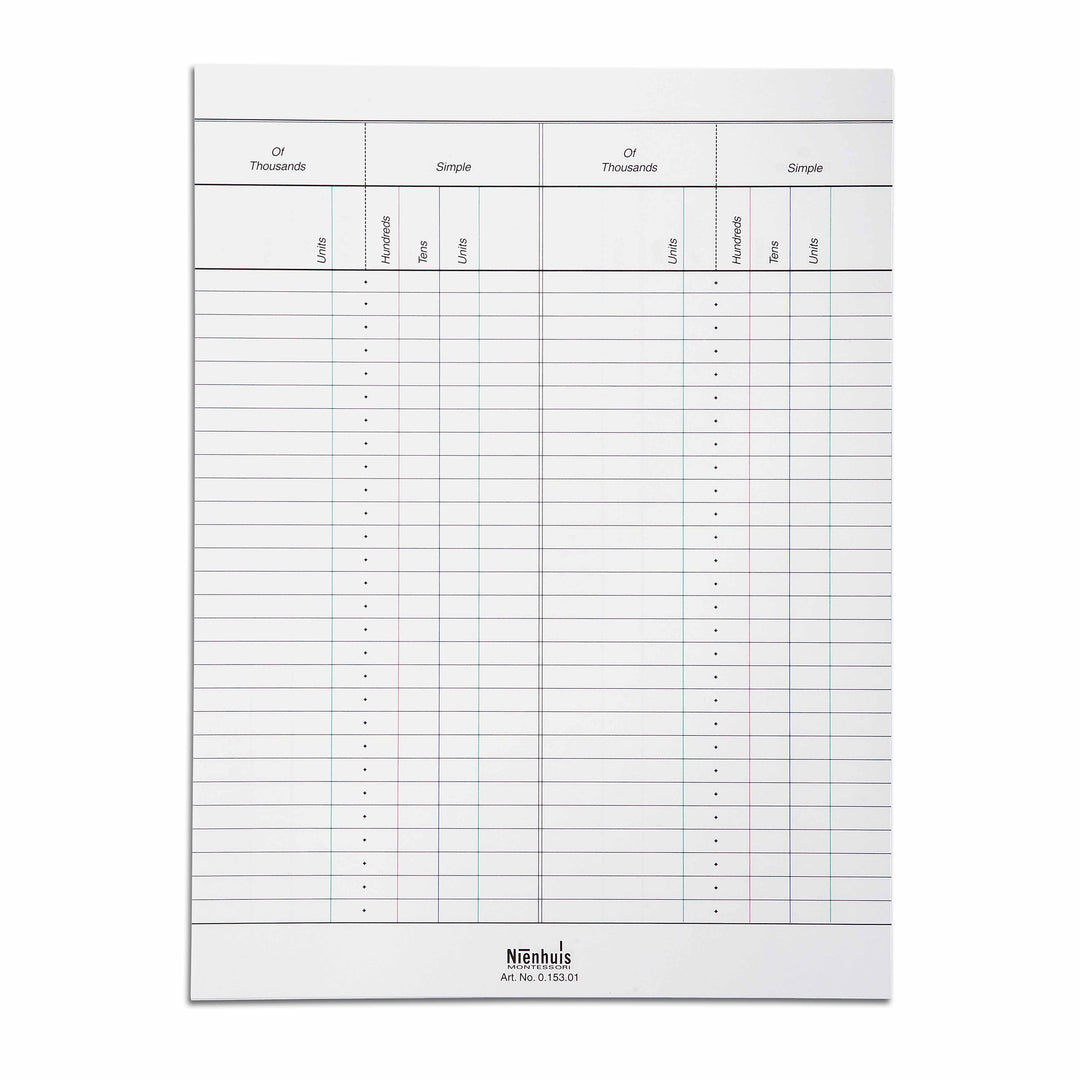 Small Bead Frame Paper (50) – MontessoriMaterialsAustralia