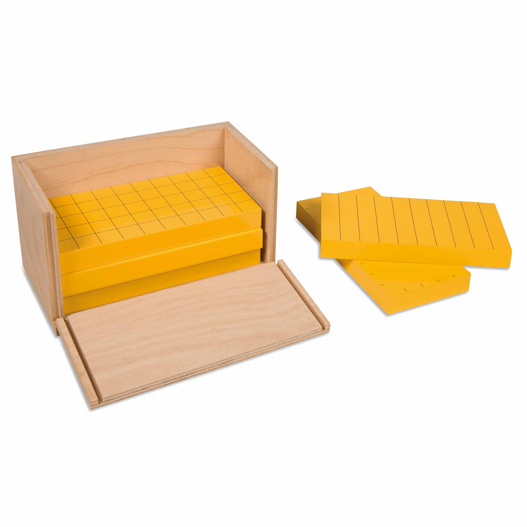 Five Yellow Prisms In Wooden Box – MontessoriMaterialsAustralia