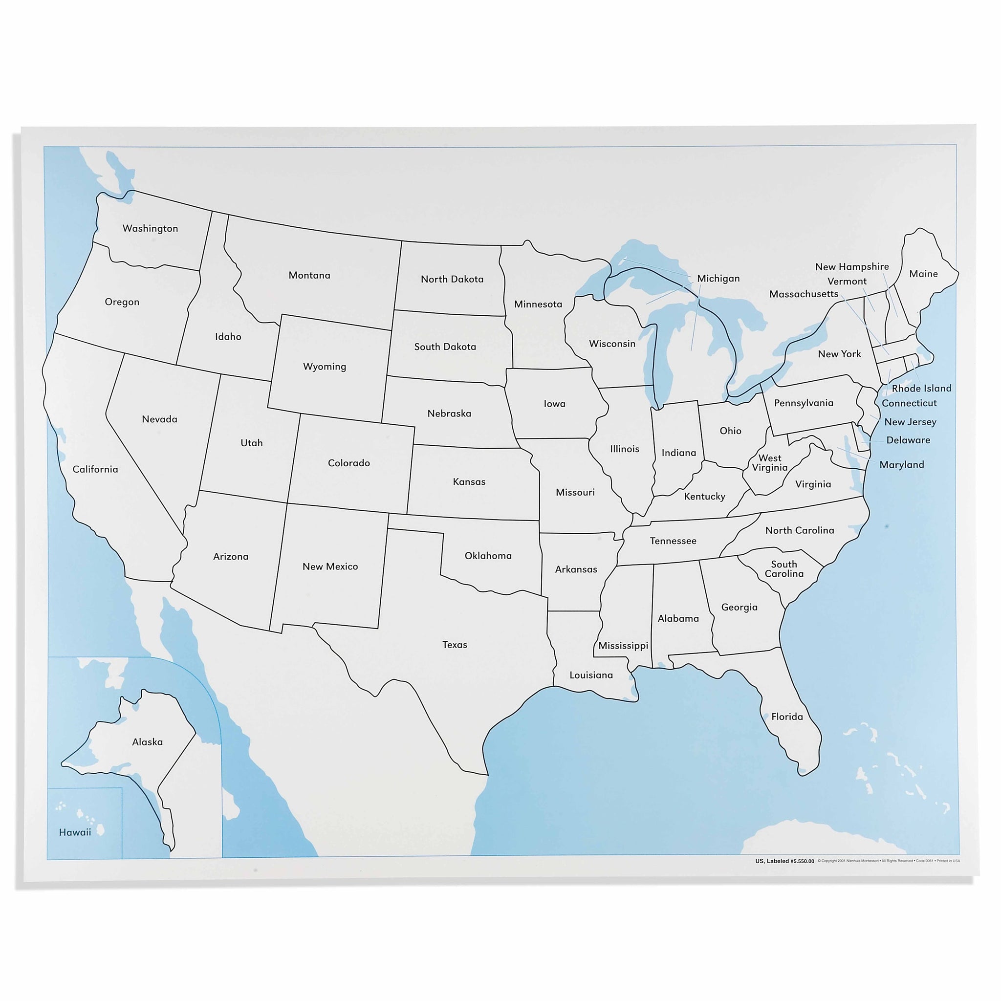United States Control Map: Labeled – MontessoriMaterialsAustralia