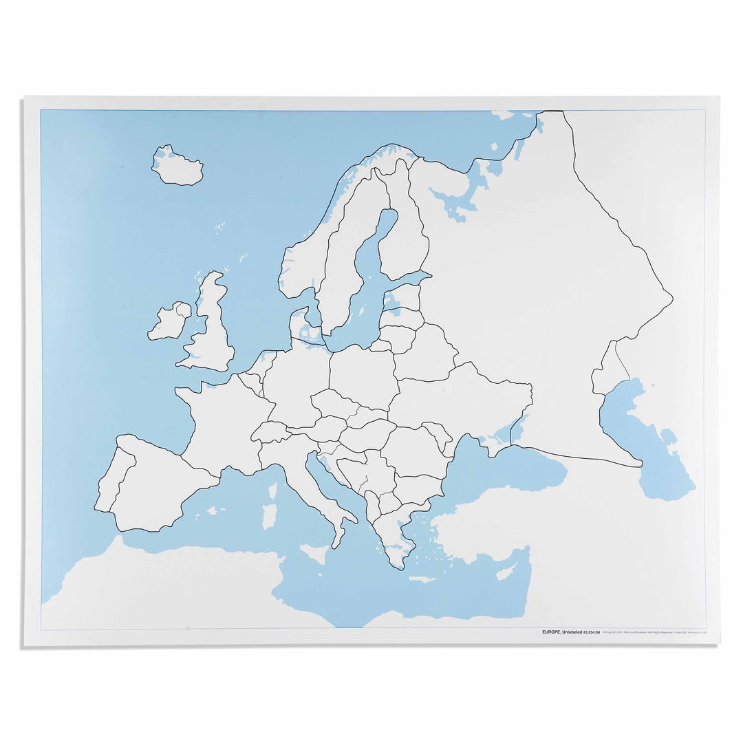 Europe Control Map: Unlabeled – MontessoriMaterialsAustralia