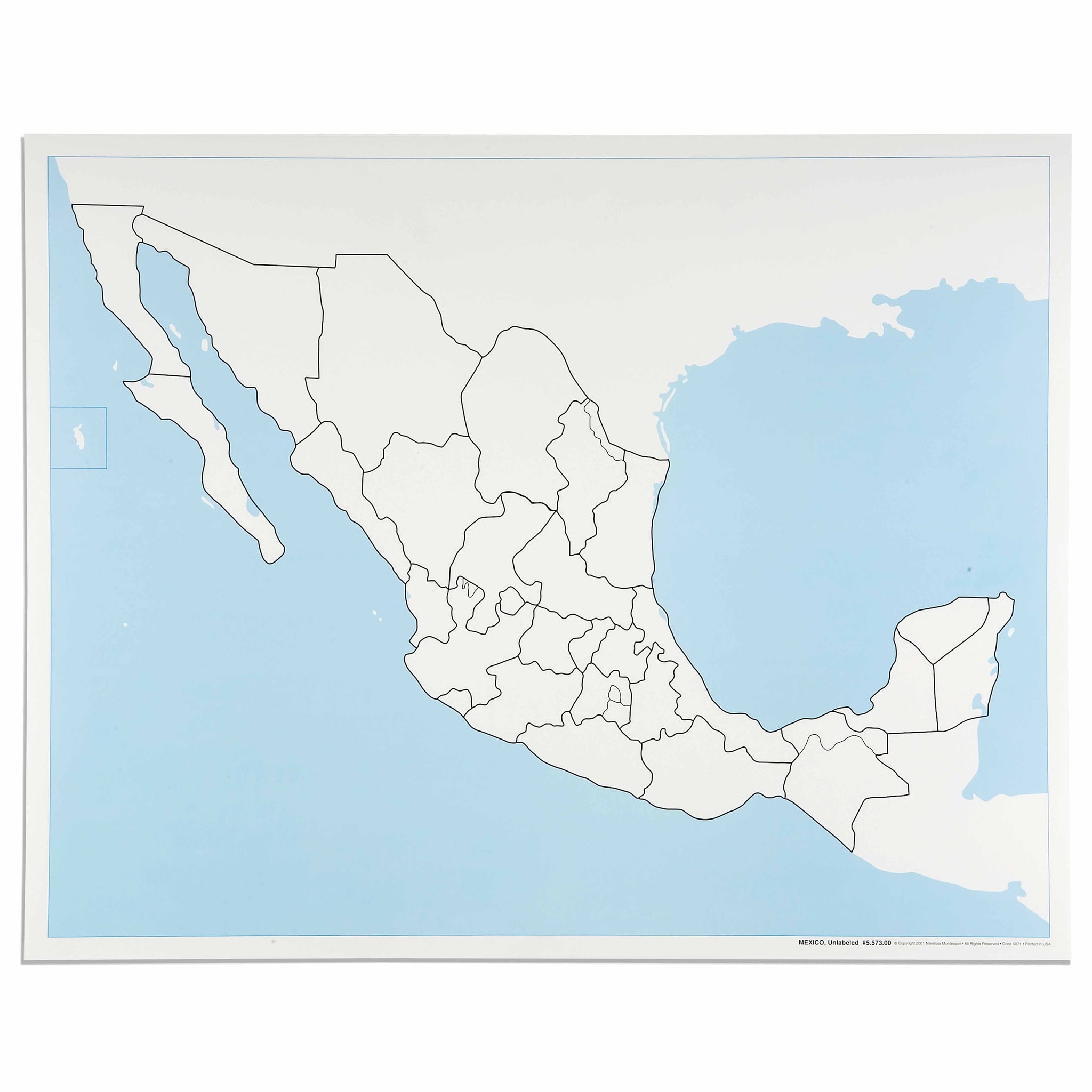 Mexico Control Map: Unlabeled – MontessoriMaterialsAustralia