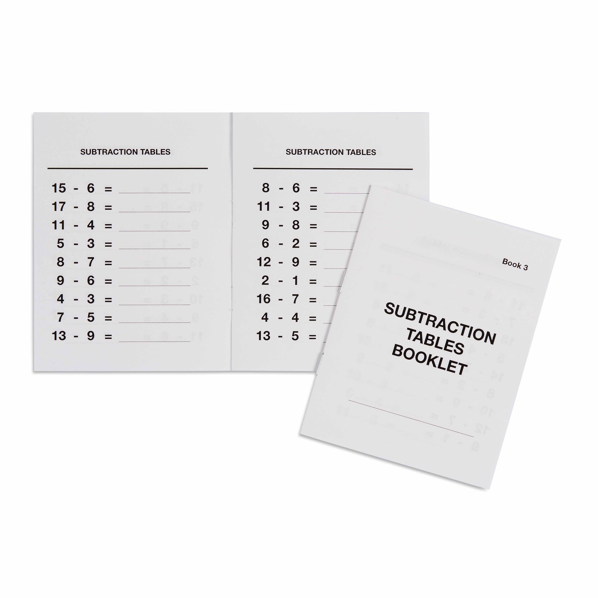 Subtraction Tables Booklet: 3 – MontessoriMaterialsAustralia