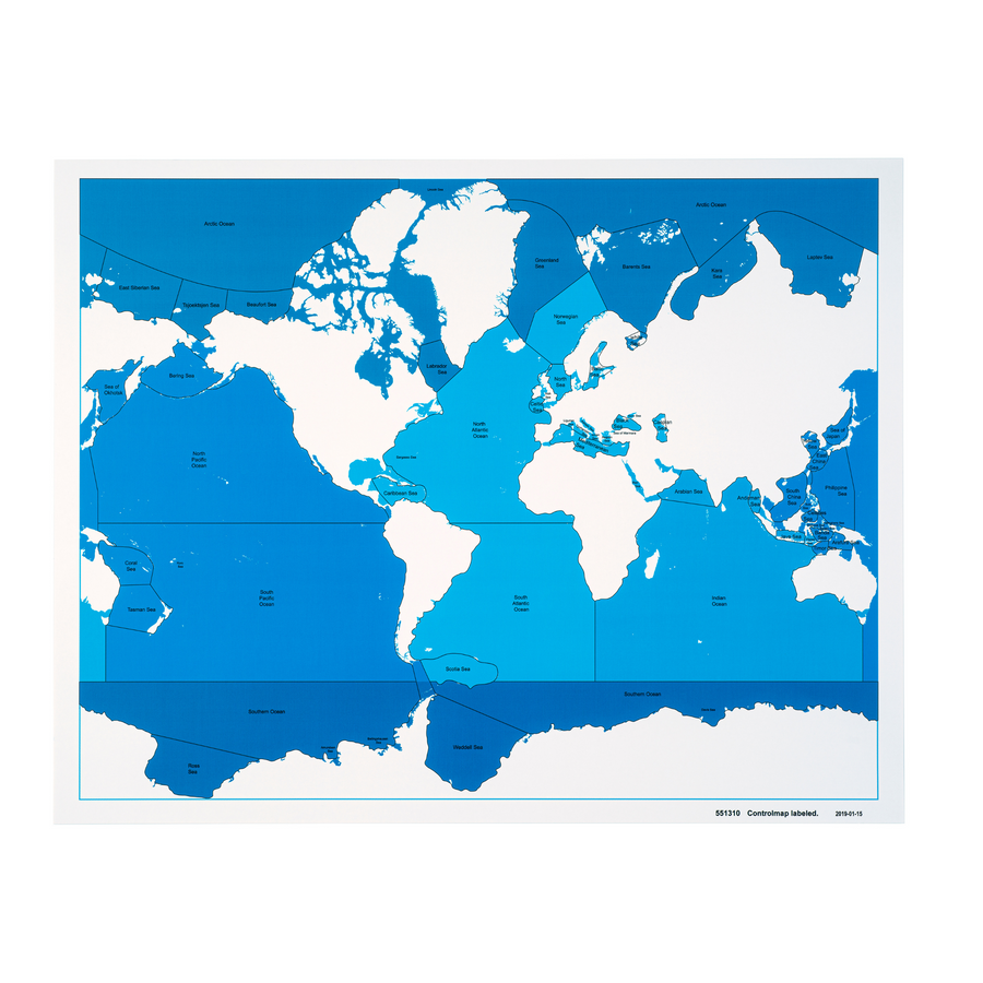 Seas And Oceans Control Map: Labeled – MontessoriMaterialsAustralia